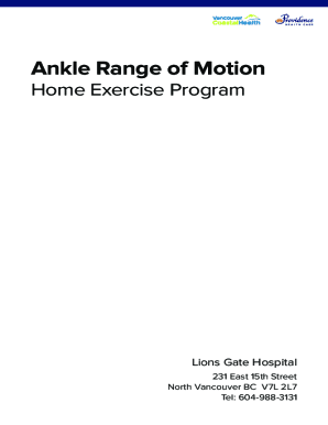 Fillable Online vch eduhealth Ankle range of motion exercises - Patient ...