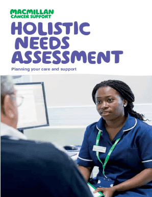 Fillable Online be macmillan org Holistic needs assessment and care ...