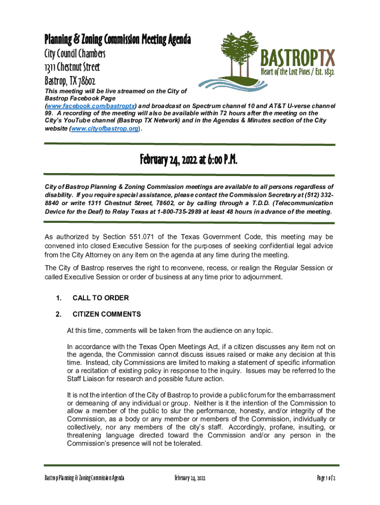 Fillable Online com/bastroptx) and broadcast on Spectrum channel 10 and AT&T U-verse channel Fax ...