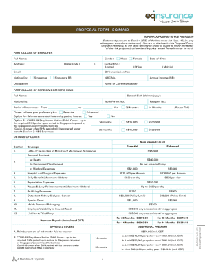 Fillable Online Fillable Online PROPOSAL FORM - EQ MAID Important ...