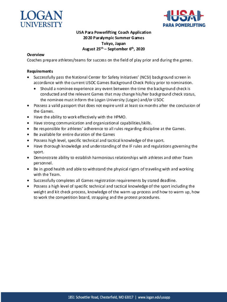 Fillable Online USA Para Powerlifting Team Leader Application Fax Email ...