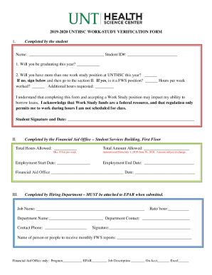 Fillable Online FEDERAL WORK-STUDY EMPLOYMENT AUTHORIZATION ... Fax ...