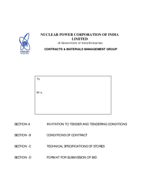 Fillable Online npcil etenders FORMAT FOR SUBMISSION OF BID Fax Email ...
