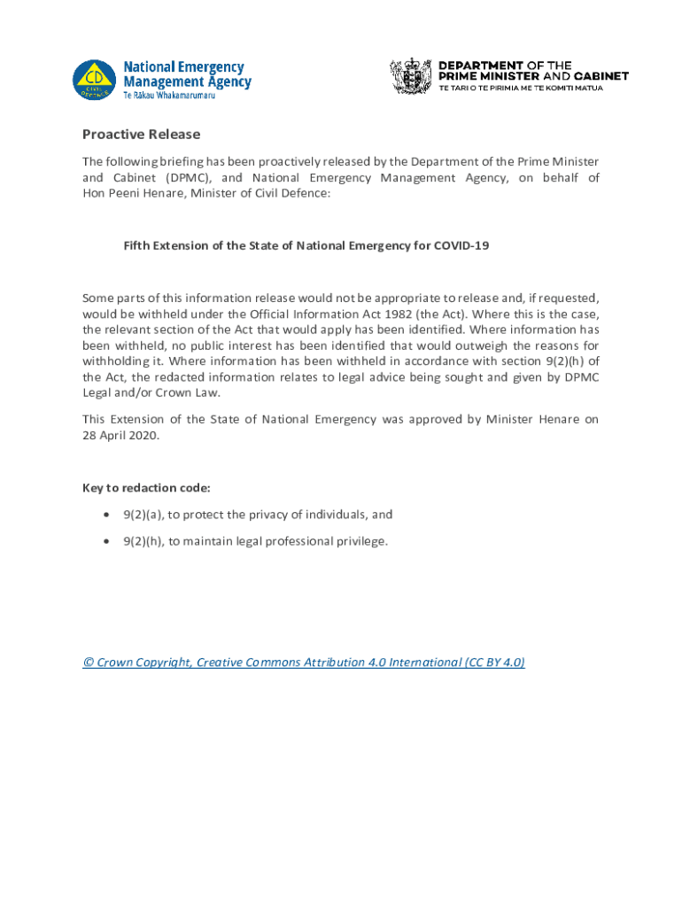 Fillable Online State of National Emergency Declared Fax Email Print ...