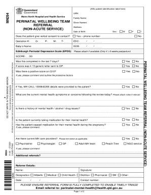 Fillable Online MN294 - Perinatal Wellbeing Team Referrals (Non-Acute ...