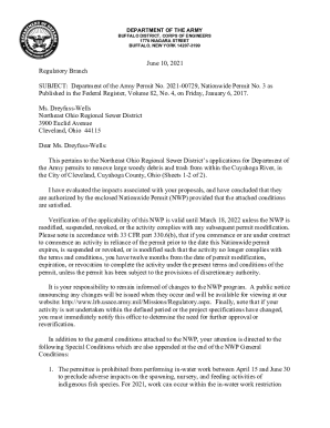 Fillable Online U.S. Army Corps of Engineers Regulatory Branch New York ...