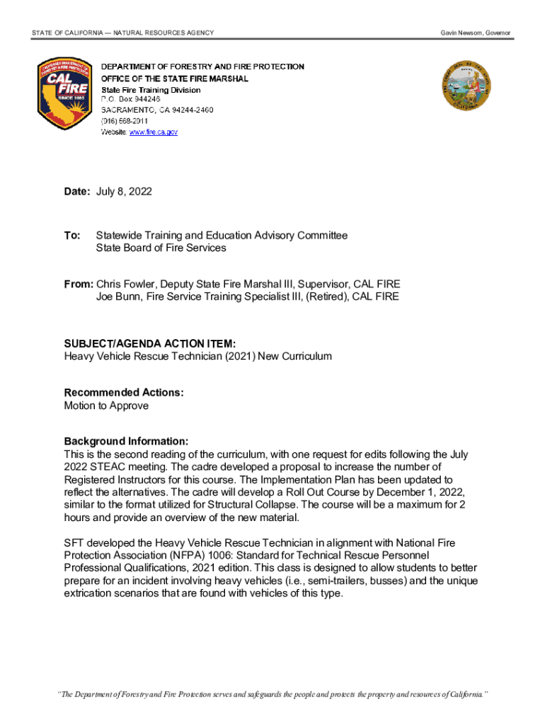 Fillable Online osfm fire ca Heavy Vehicle Curriculum (2021) Fax Email ...