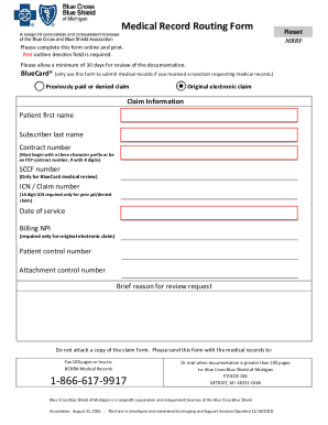 Bcbsm Medical Records Routing Form - Fill Online, Printable, Fillable, Blank | pdfFiller