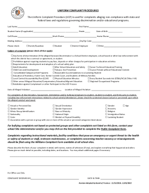 Fillable Online Sample Uniform Complaint Procedures (UCP) Policies and ...