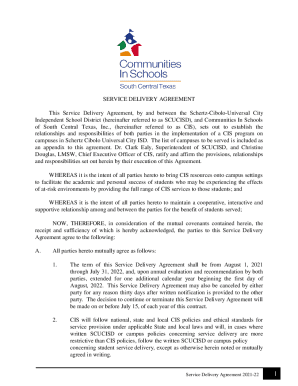Fillable Online SERVICE DELIVERY AGREEMENT Fax Email Print - pdfFiller