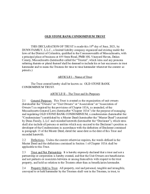 Fillable Online MASTER DEED OF THE OLD STONE BANK CONDOMINIUM ... Fax ...