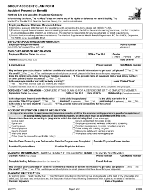 Fillable Online GROUP ACCIDENT CLAIM FORM Accident Prevention Benefit ...