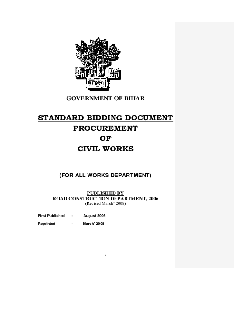 Fillable Online standard bidding document procurement of civil works ...