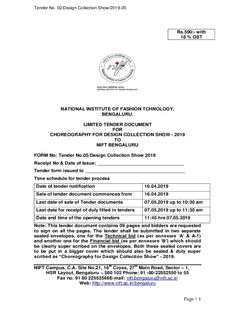 Fillable Online Choreography Tender Notice for Design Collection Show Fax Email Print - pdfFiller