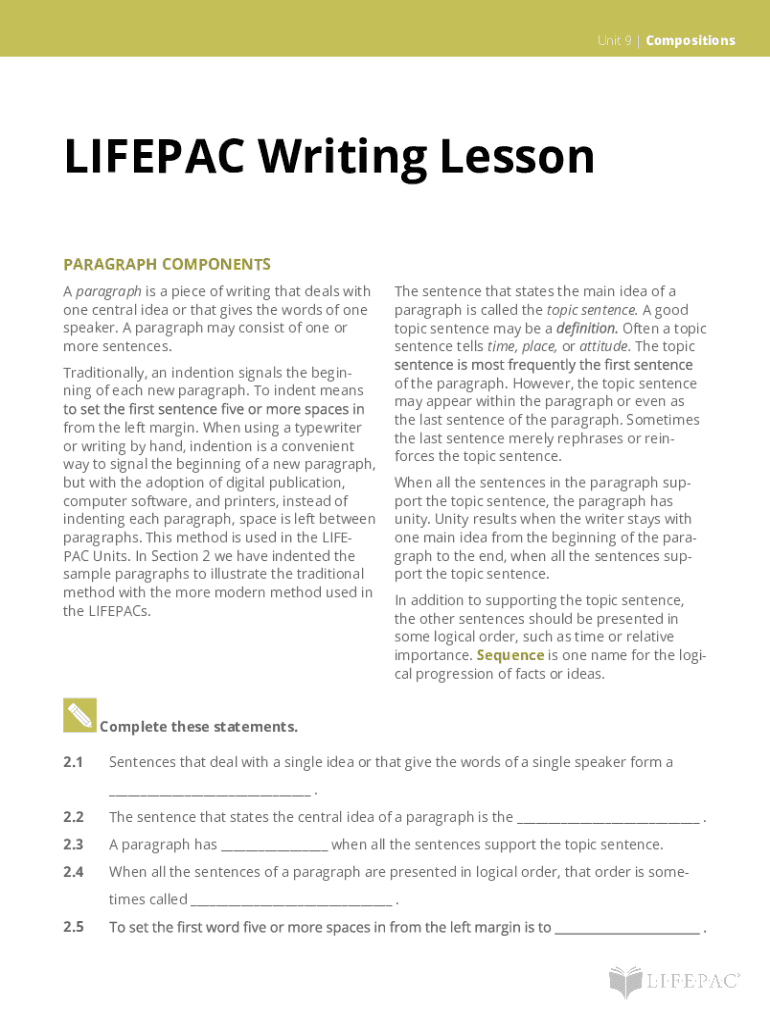 Fillable Online LIFEPAC Writing Lesson - Amazon AWS Fax Email Print ...