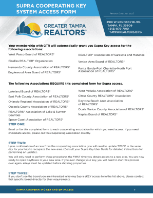 Fillable Online SUPRA COOPERATING KEY SYSTEM ACCESS FORM Fax Email ...