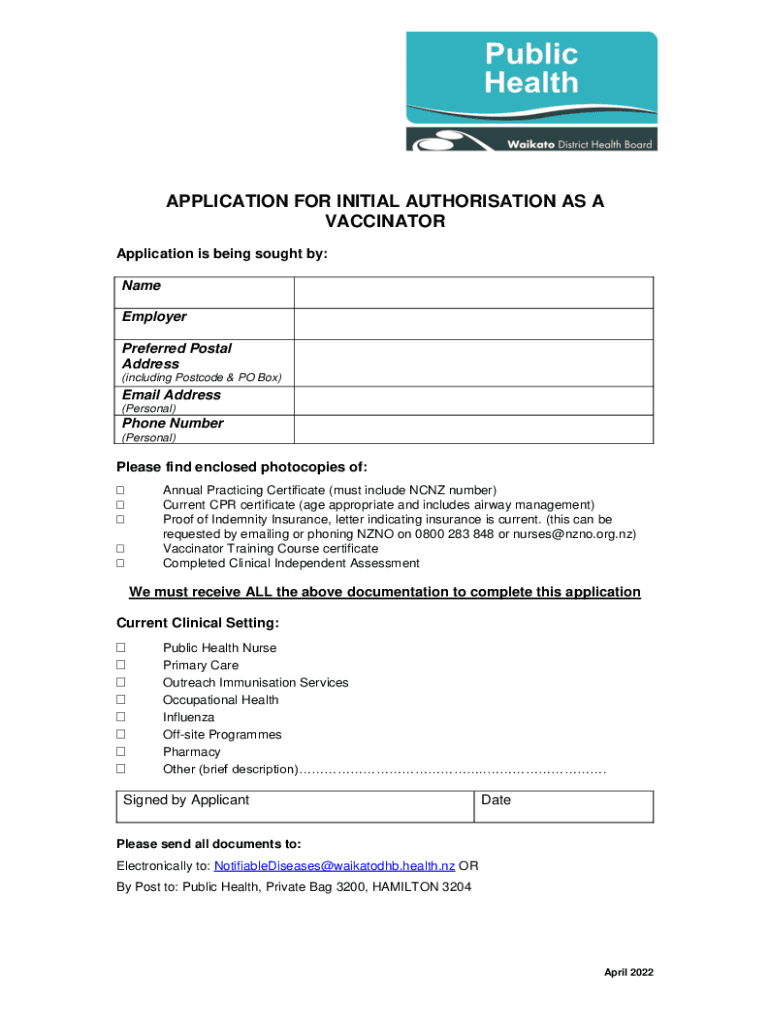 Fillable Online Application-for-Authorisation-as-a-Vaccinator ...