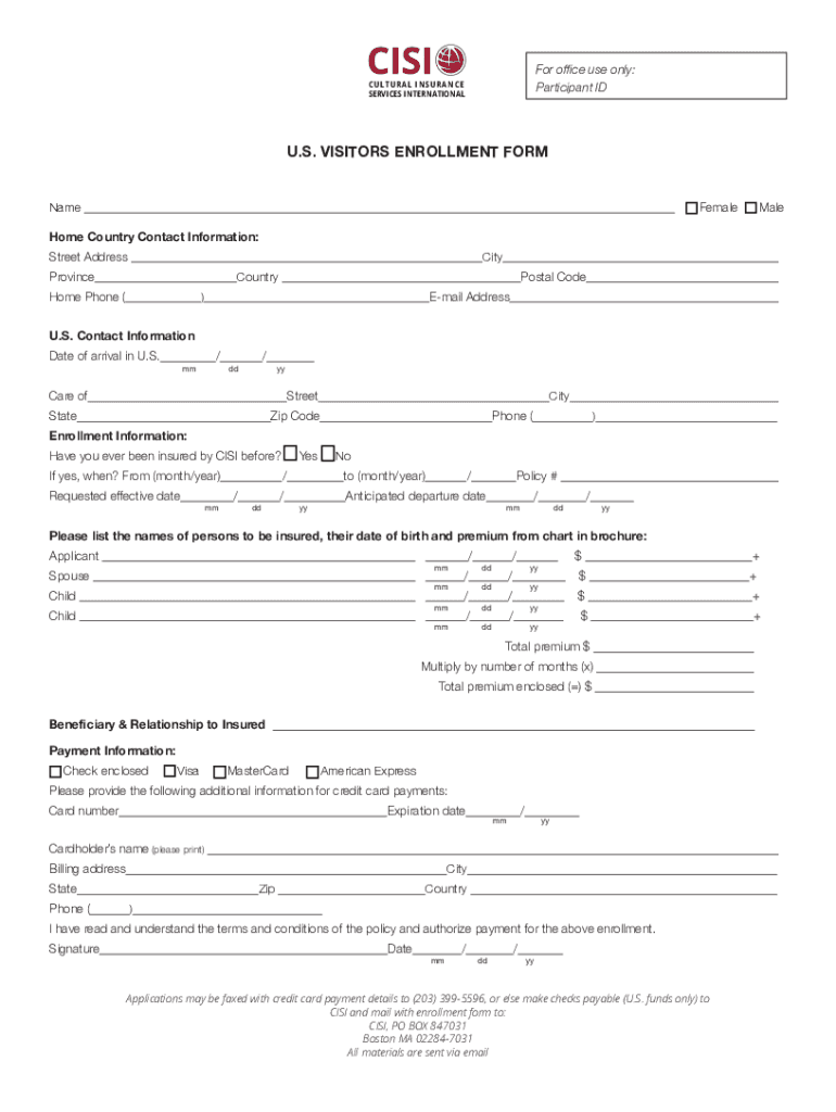 Fillable Online CISI CLAIM FORM - Cultural Insurance Services ...