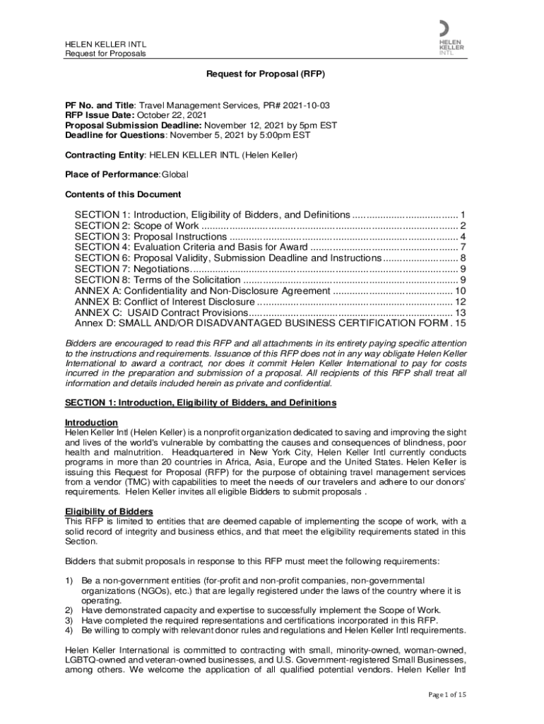 Fillable Online HKI Request for Proposal - RFP (Ltr) - Helen Keller International Fax Email ...