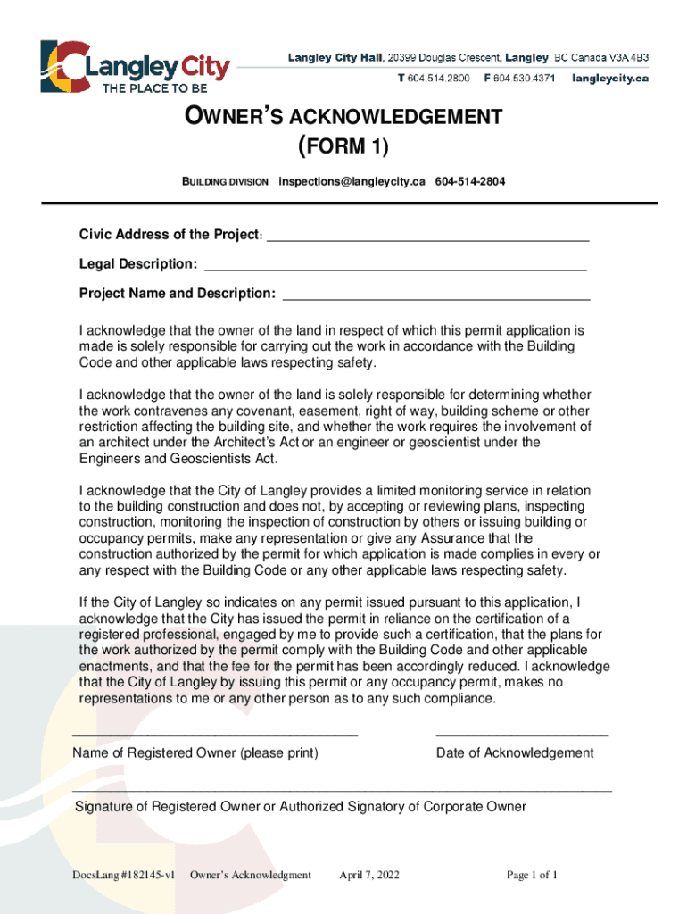 Fillable Online FORM 1 - Langley City Fax Email Print - pdfFiller