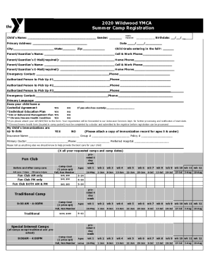 Fillable Online 2020 Wildwood Camp registration form r Fax Email Print - pdfFiller