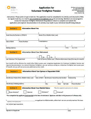 Fillable Online Application for Volunteer Firefighter Pension ...