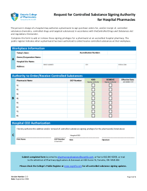 Fillable Online Request for Controlled Substance Signing Authority for ... Fax Email Print ...