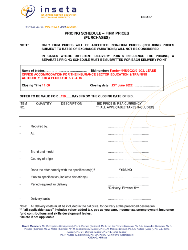 Fillable Online SCM-Bid documents SBD 3.1 Fax Email Print - pdfFiller