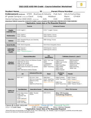 Fillable Online 8th Grade Course Selection Worksheet: NEW STUDENT 2022 ... Fax Email Print ...