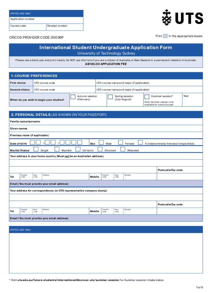 Fillable Online UTSI-steps to applying-int student UG application form ...