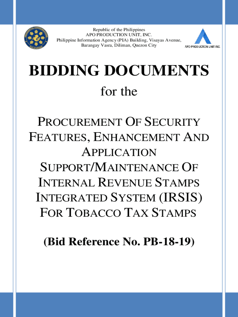 Fillable Online (Bid Reference No. PB-01-22) - APO Production Unit Fax ...