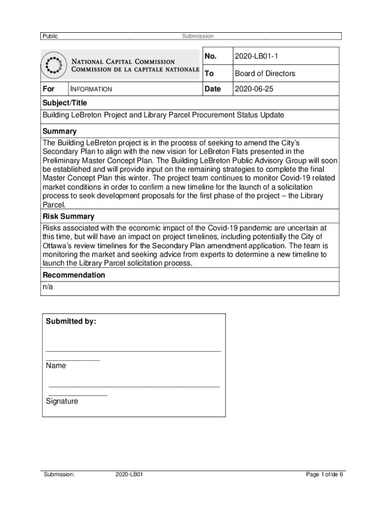 Fillable Online Library Parcel Development - National Capital Commission Fax Email Print - pdfFiller