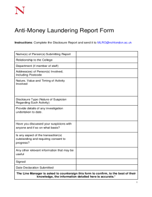 Fillable Online Anti-Money Laundering Report Form Fax Email Print ...