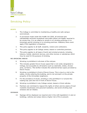 Fillable Online Smoking Policy Fax Email Print - pdfFiller