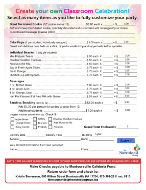 Fillable Online Classroom-Party-order-form-for-Lyter.pdf Fax Email ...