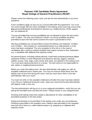 Fillable Online Pearson VUE Candidate Rules Agreement Royal ... - RCGP ...