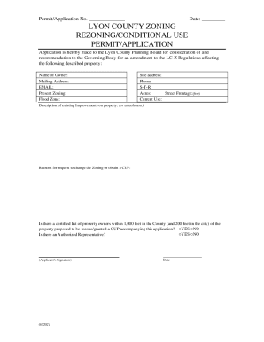 Fillable Online lyon county zoning rezoning/conditional use permit ...