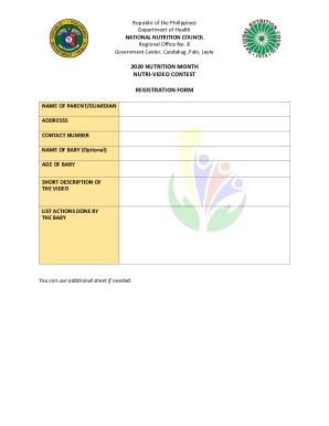 Fillable Online nutri-complementary recipe contest registration form ...