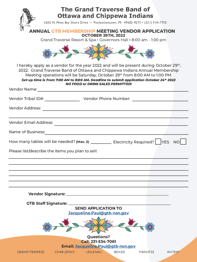 Fillable Online Events - Grand Traverse Band of Ottawa and Chippewa ...