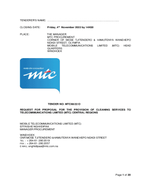 Fillable Online Page 1 of 20 TENDERER'S NAME - MTC Fax Email Print ...