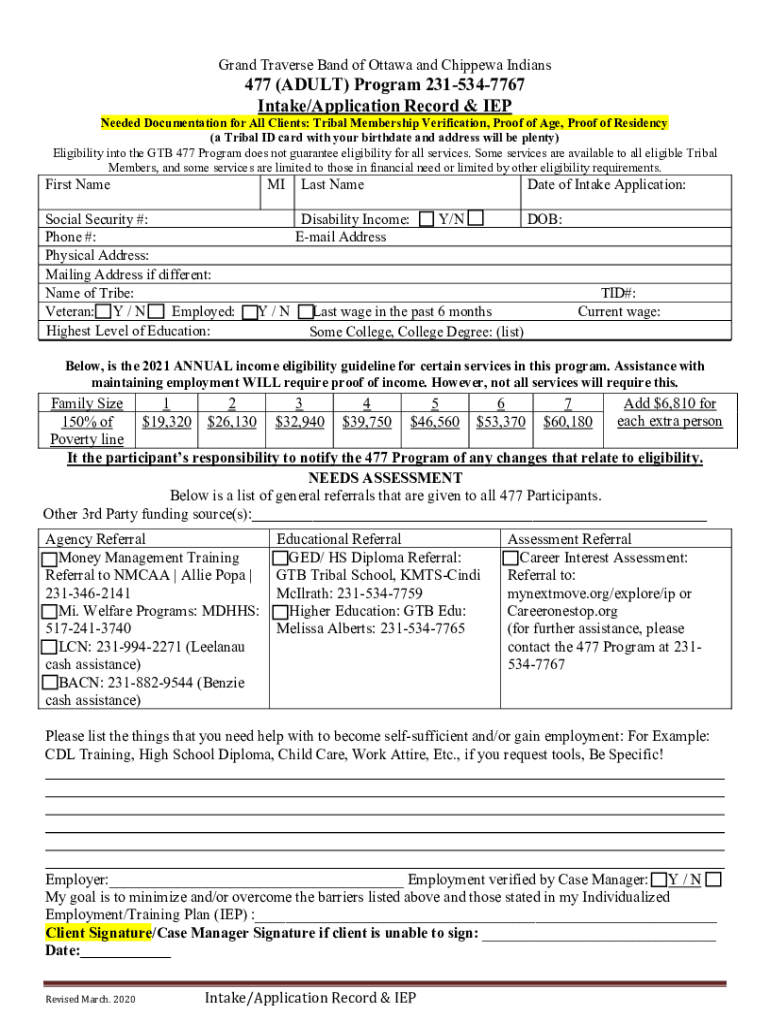 Fillable Online Grand Traverse Band of Ottawa and Chippewa Indians Fax ...