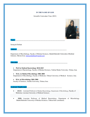 Fillable Online CV Template : Academic Careers Fax Email Print - pdfFiller