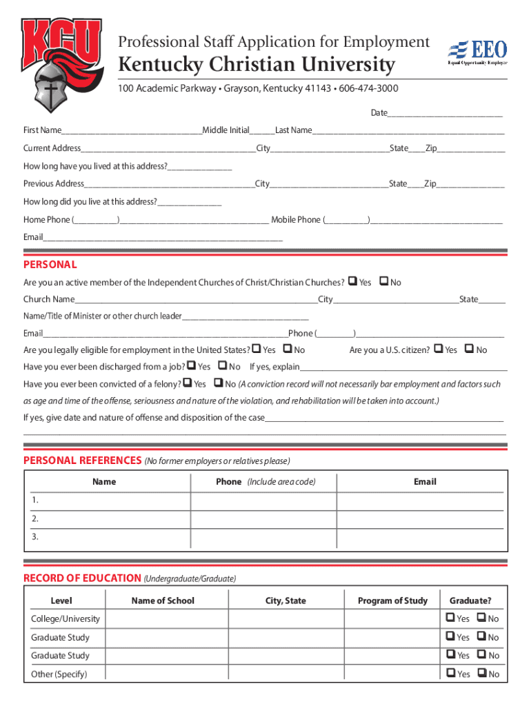 Fillable Online Application for Professional Staff fillable (6)Kentucky ... Fax Email Print ...