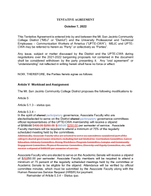 Fillable Online tentative agreement - UPTE-CWA Fax Email Print - pdfFiller