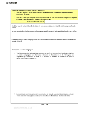 Remplissable En Ligne Veuillez lire les TDR et le document d'appel d'offre et donner ... Fax ...