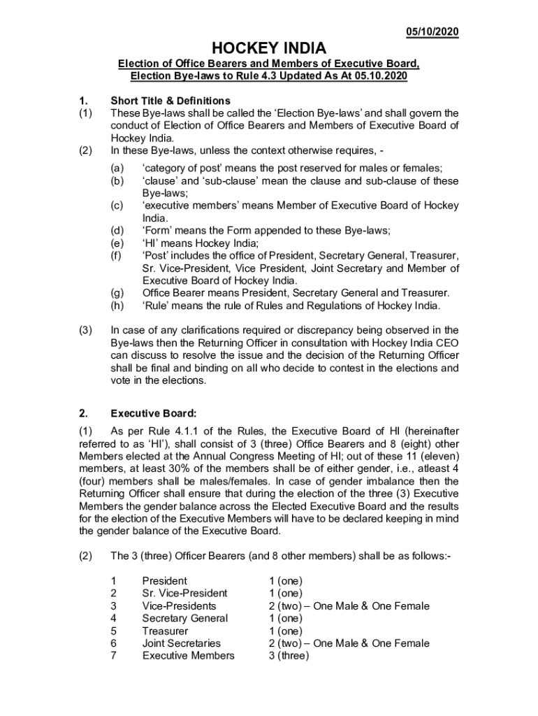 Fillable Online Election of Office Bearers and Members of Executive ...