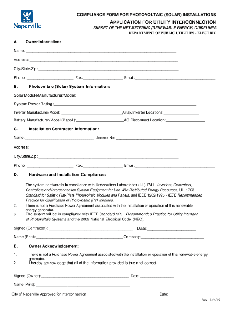 Fillable Online APPLICATION FOR UTILITY INTERCONNECTION Fax Email Print ...