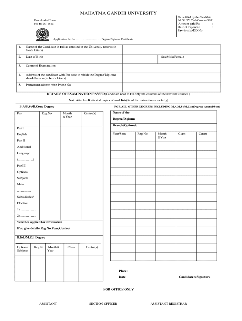 MAHATMA GANDHI UNIVERSITY: Fill out & sign online | DocHub