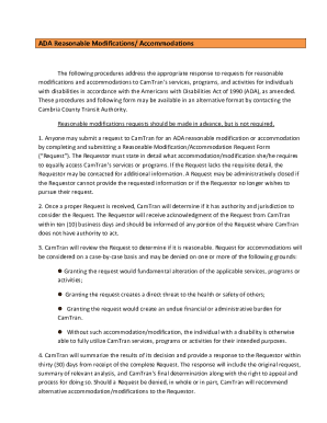 Fillable Online ADA Reasonable Modifications/ AccommodationsCamTran Fax ...