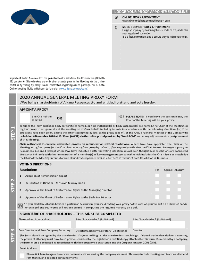 Fillable Online APPOINTMENT OF A STANDING PROXY Important Notes: Fax ...